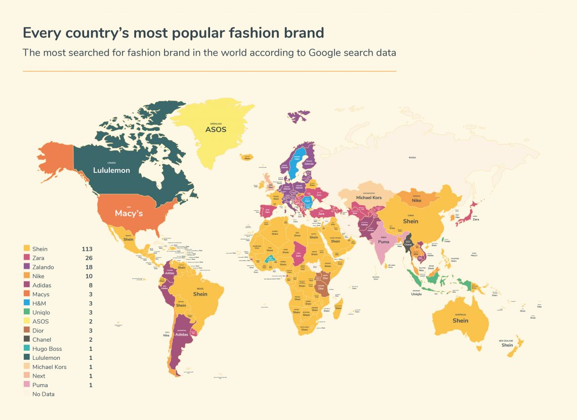 Shein é a marca de moda mais popular do mundo segundo dados do Google ...